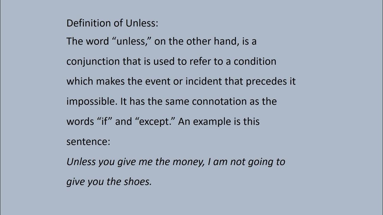Use of Unless and Until/Difference between Unless and Until/Difference ...