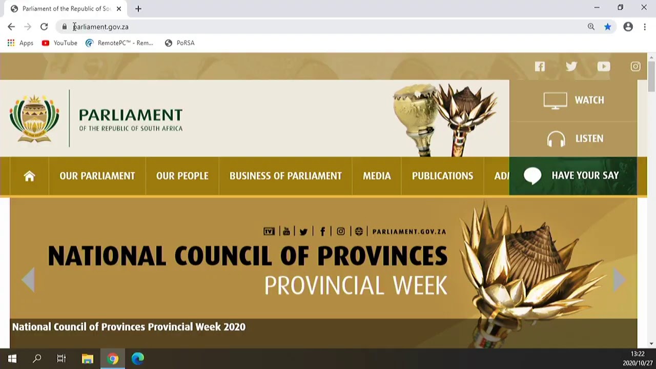 National Council of Provinces (NCOP) Provincial week – Gauteng ...