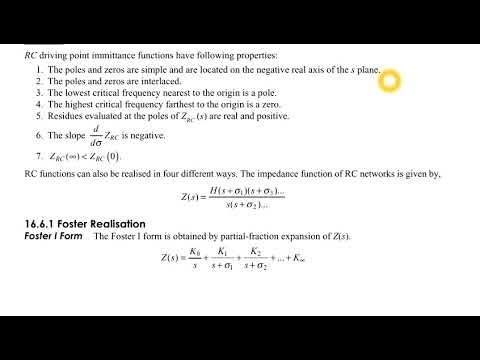 Properties of RC Function with Example | Network Synthesis | Rampelli Manojkumar | BVRITH | IITG ...