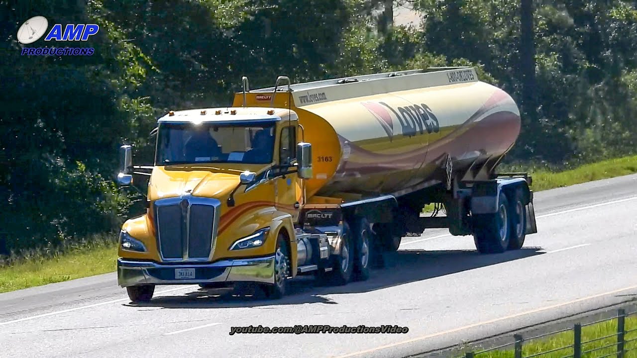 4K Yellow Kenworth T680 Love's Truckspotting FedEx UPS Werner RL ...