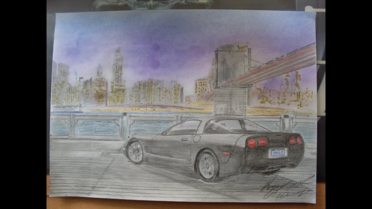 Matt Black Chevrolet Corvette C5 Coupe in New York City Drawing - YouTube