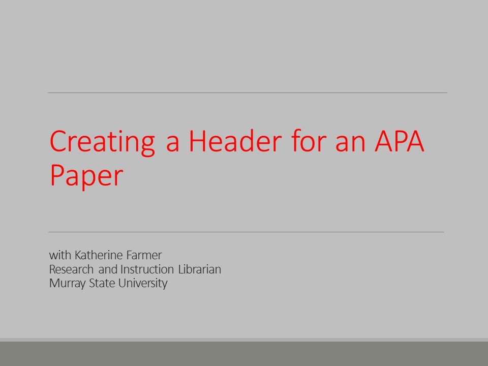 Creating a Header for an APA Paper - YouTube