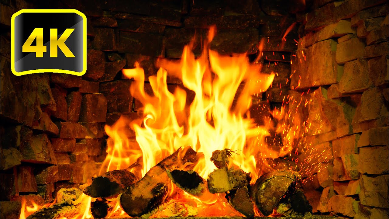 🔥 4K 3 HOUR Fireplace with crackling fire 🔥 Relax with Warm Fireplace ...