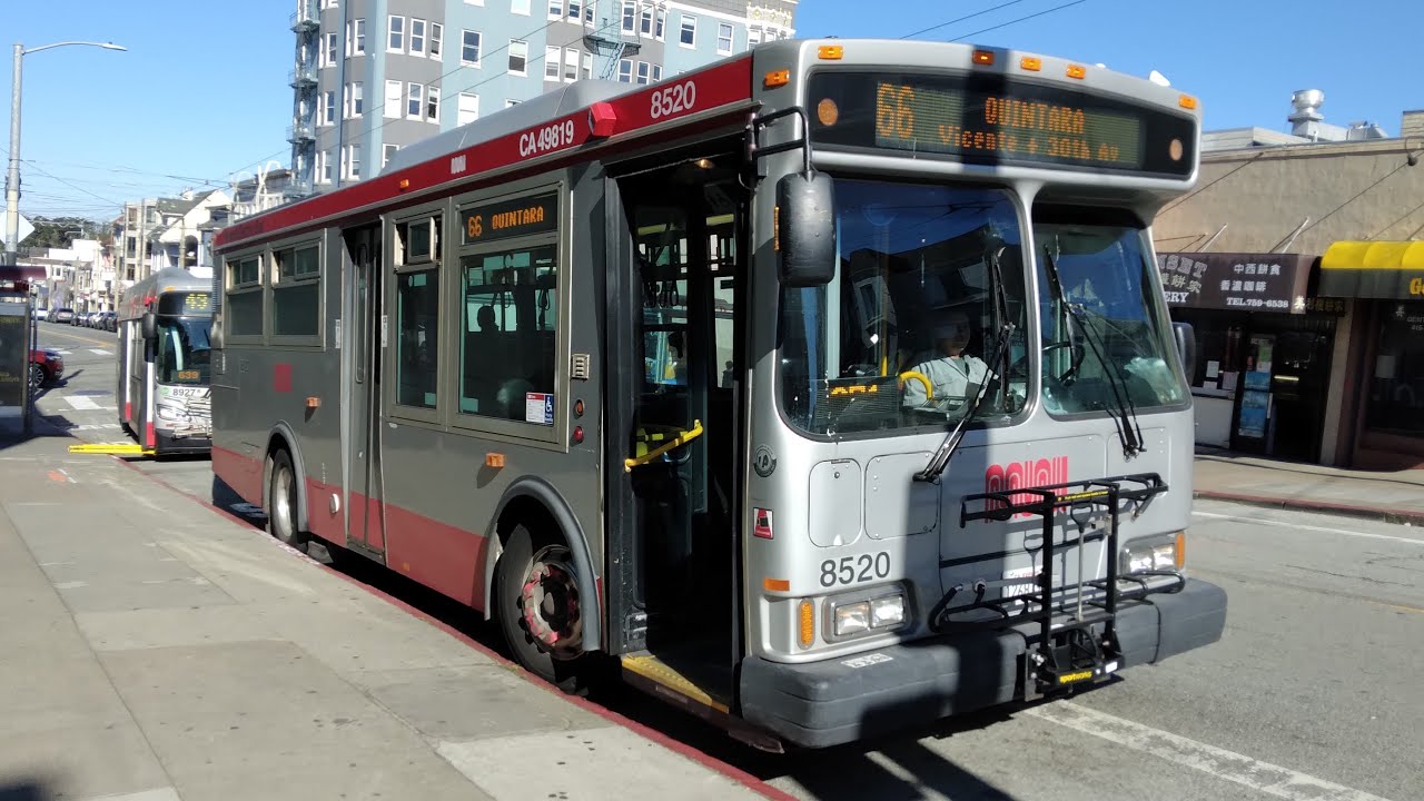 SF Muni 2007 Orion VII HEV 07.503 #8520 on Route 66 Quintara - YouTube