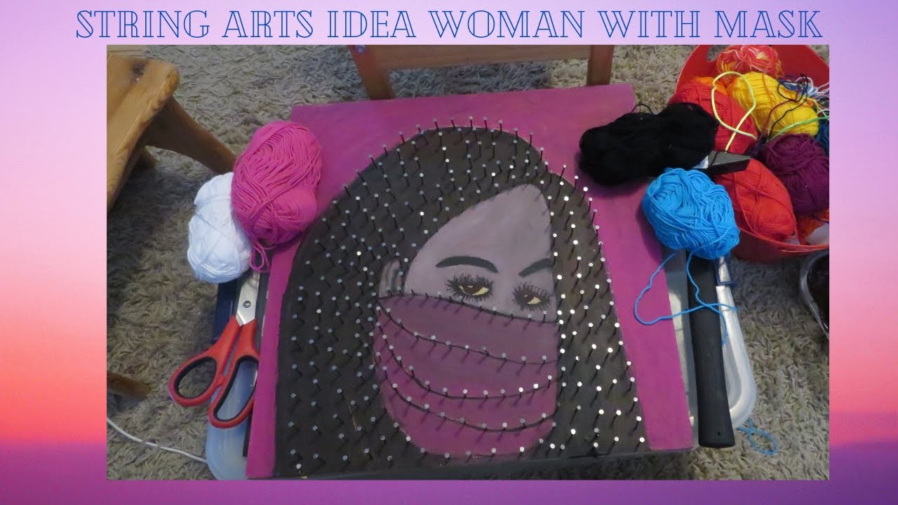 How to paint a woman with face mask? Step by step nails & strings Woman ...