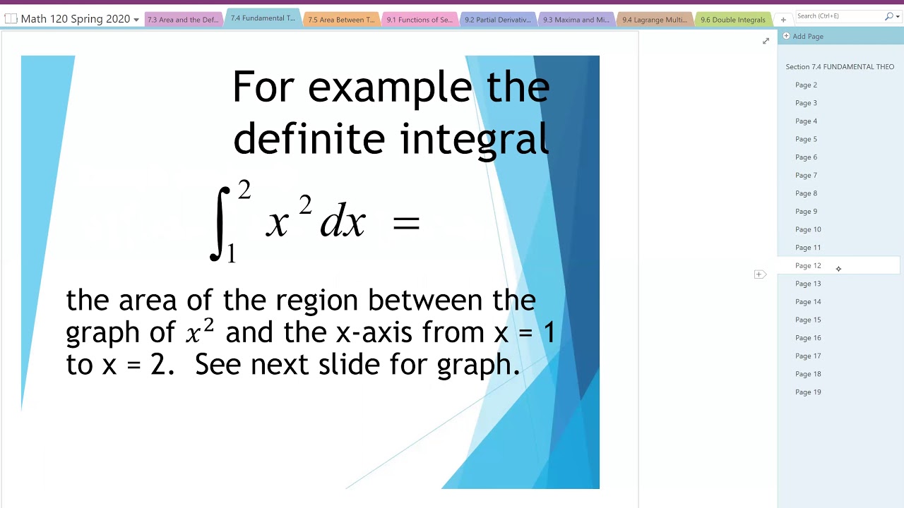 Section 7 4 Math 120 Fundamental Theorem of Calculus - YouTube