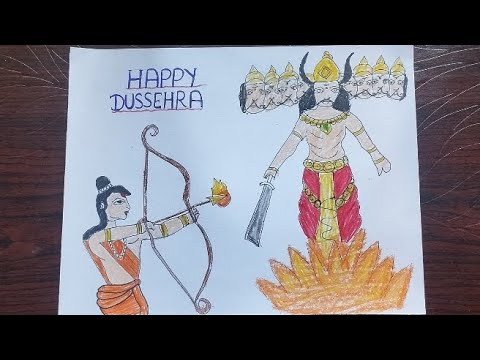 How to Draw Dussehra Step by Step#Happy Dussehra2023#Dussehra Drawing ...