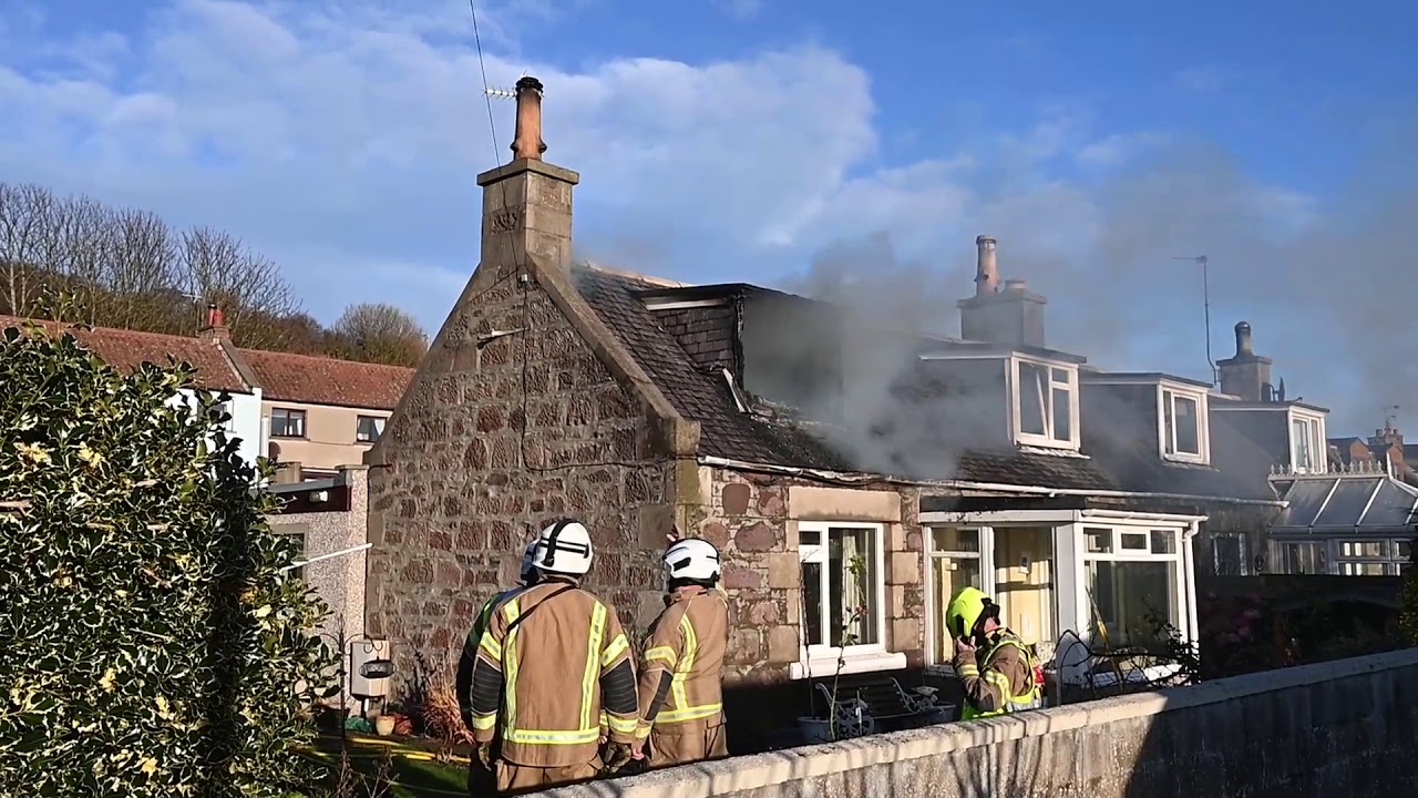 Three crews called to house fire in Stonehaven - YouTube