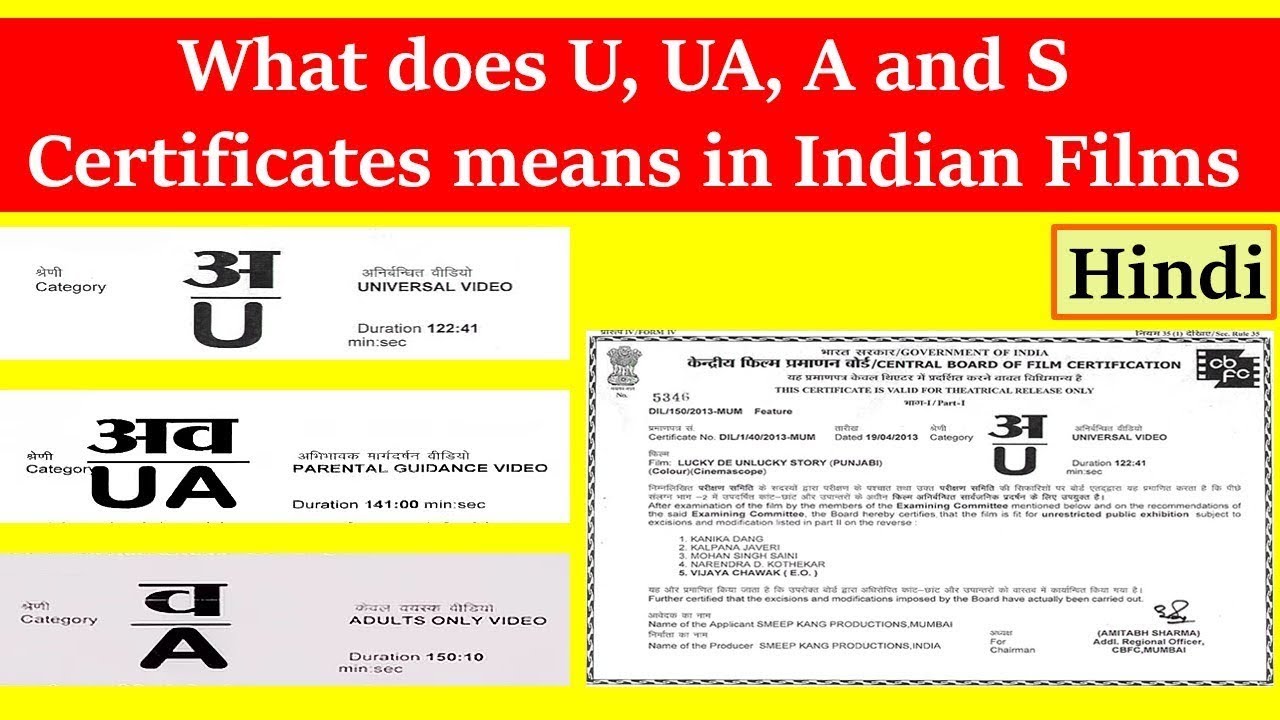 What does U, UA, A and S Certificates means in Indian Films|Hindi|# ...