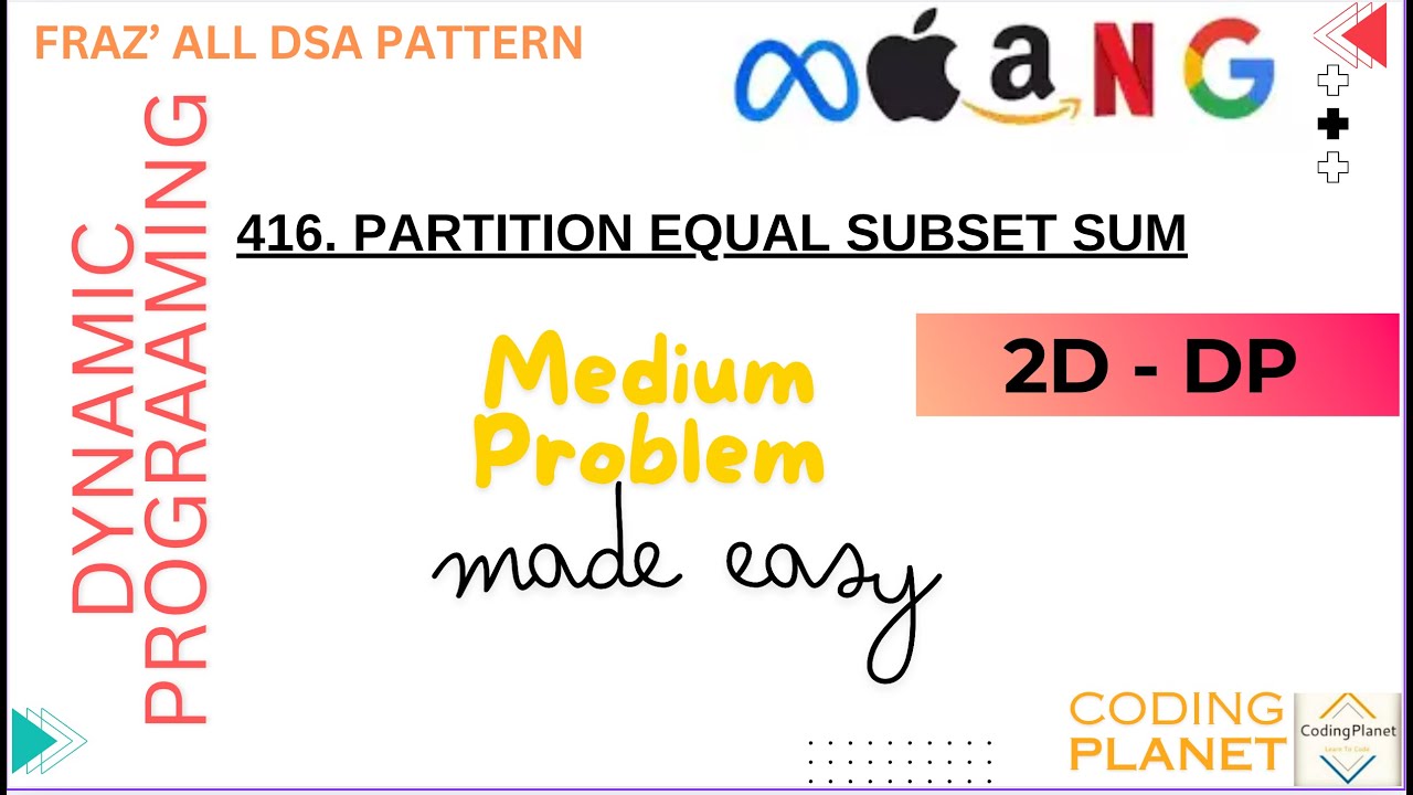 416 Partition Equal Subset Sum Think Bottom Up Fraz S Ds Sheet