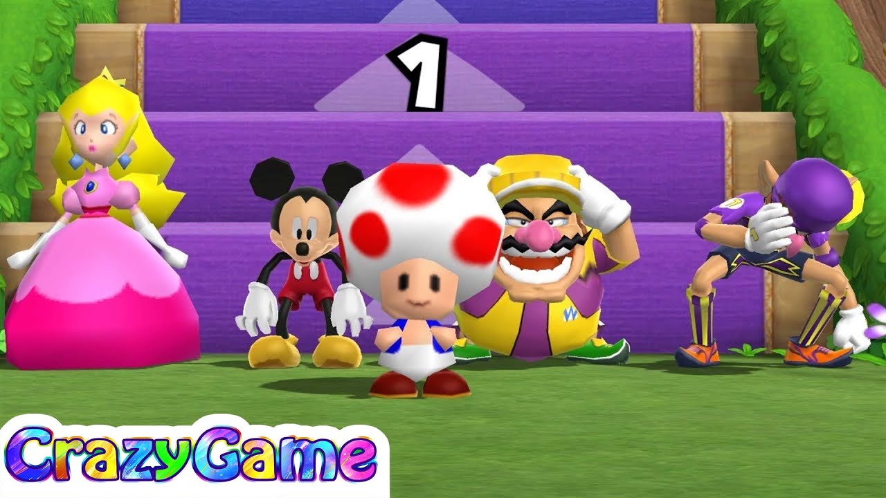 Mario Party 9 Step It Up #153 Peach vs Daisy (Mickey) vs Wario vs ...
