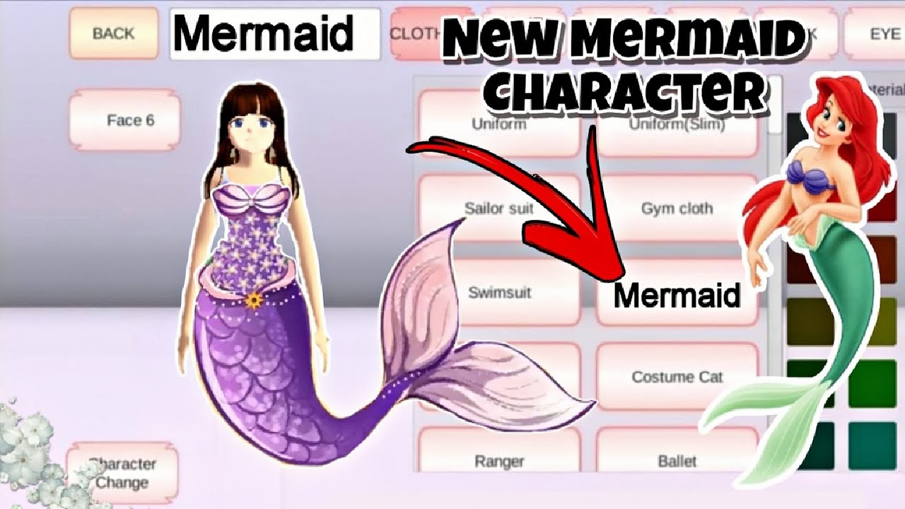 New mermaid character • Sakura school simulator • Gweyc gaming - YouTube
