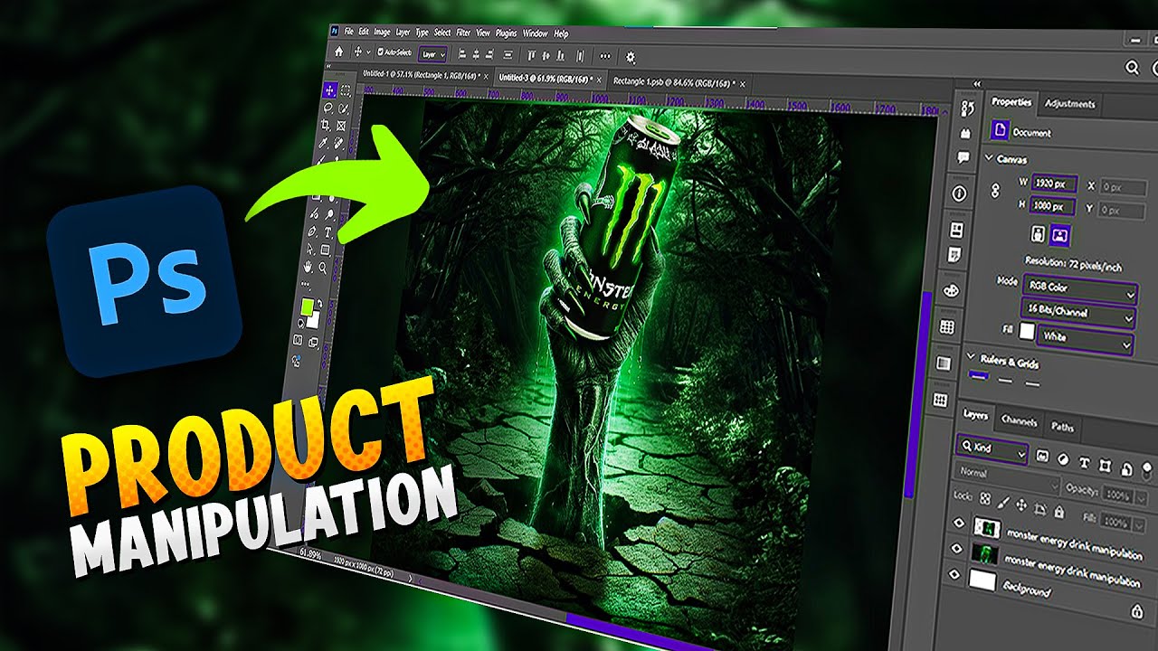 Monster Energy⚡ Drink manipulation in photoshop | Product Manipulation ...