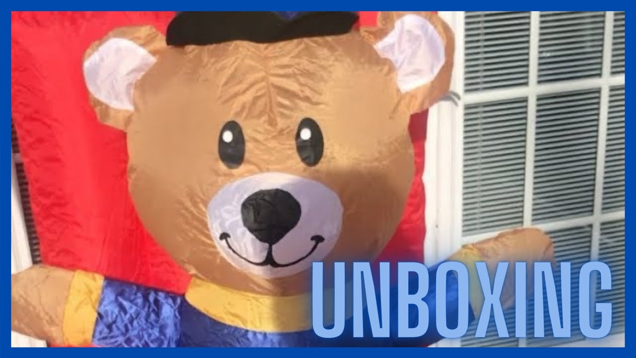2019 Animated Christmas Inflatable Pop-up Bear In A Gift Box Unboxing ...