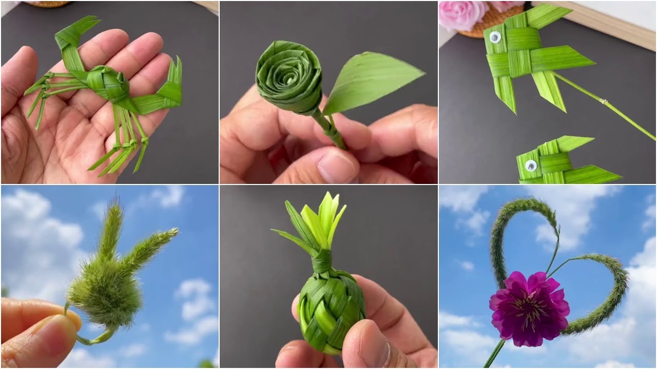 Creative Leaf and Grass Craft Ideas | Step by Step Nature Inspired ...