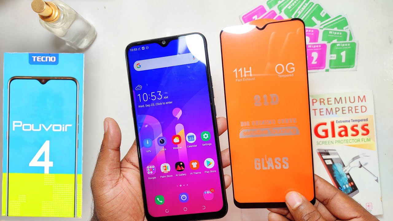 Tecno Pouvoir 4 Glass Protector Install | Tecno LC7 4K Video - YouTube