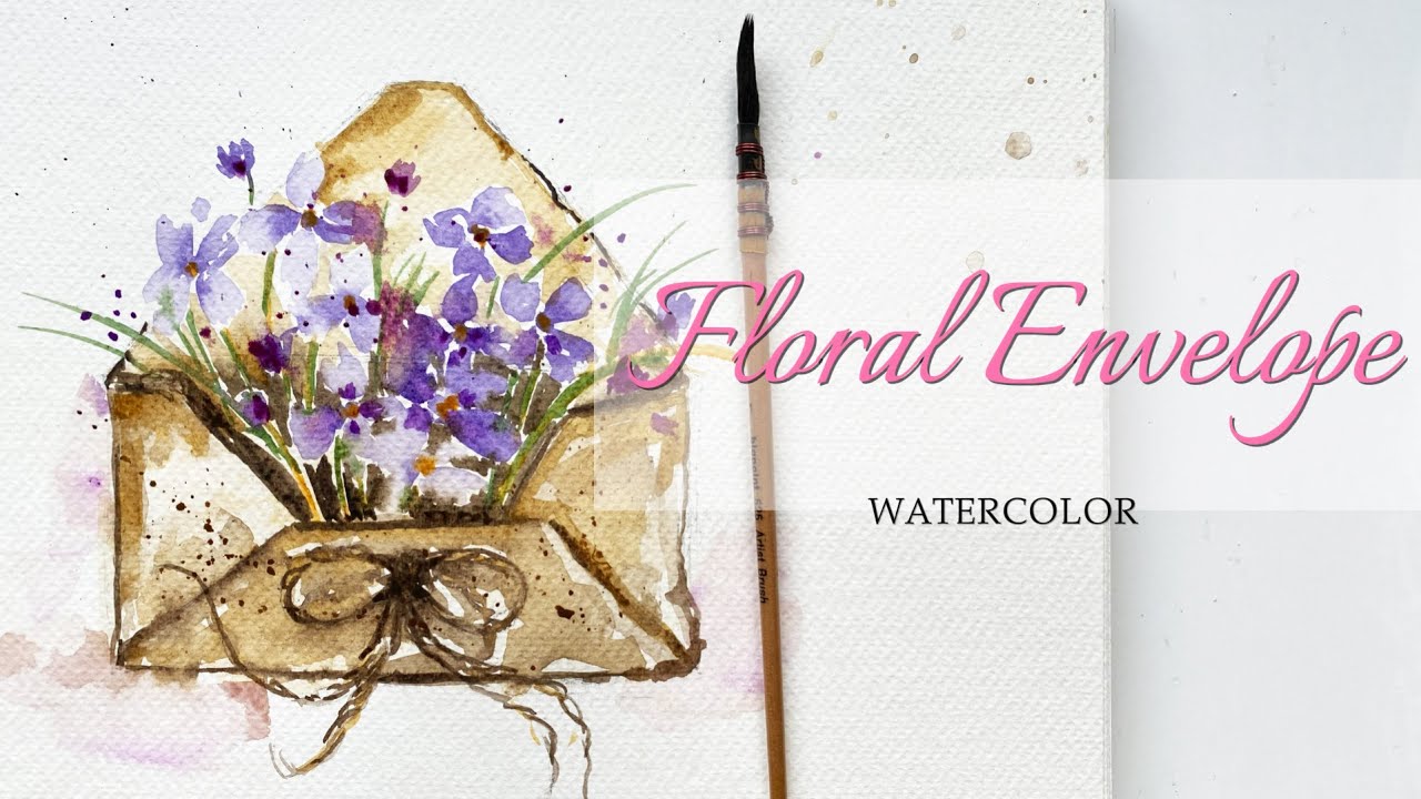 Watercolor Floral Envelope Painting Step by step - YouTube