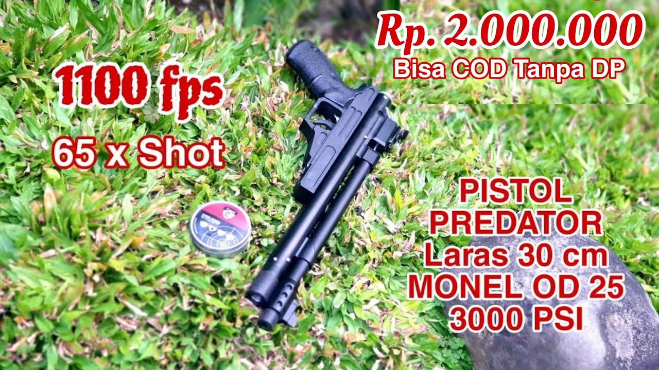 PCP Mini PISTOL PREDATOR MONEL OD 25 - 3000 psi Laras 30 cm OD 13 ...