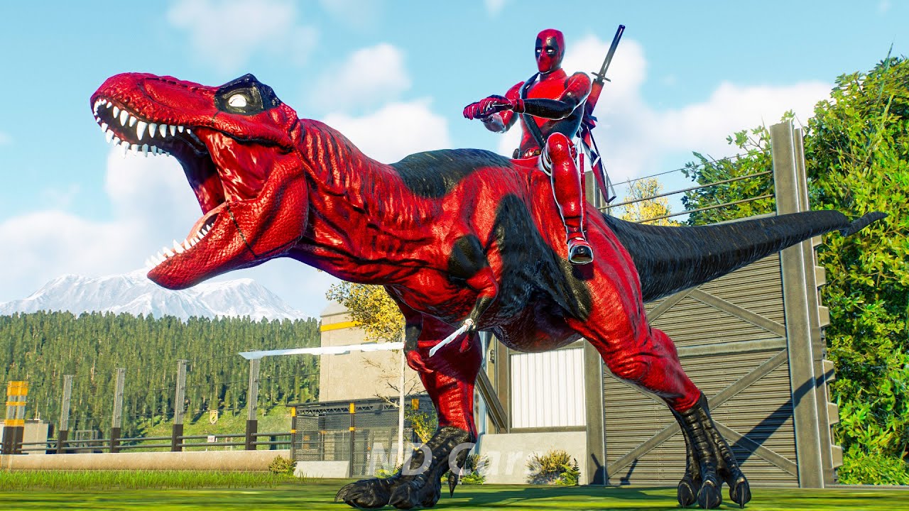 DeadPool Ride TREX VS Sonic Ride The Flash Dinosaurs Battle Jurassic ...