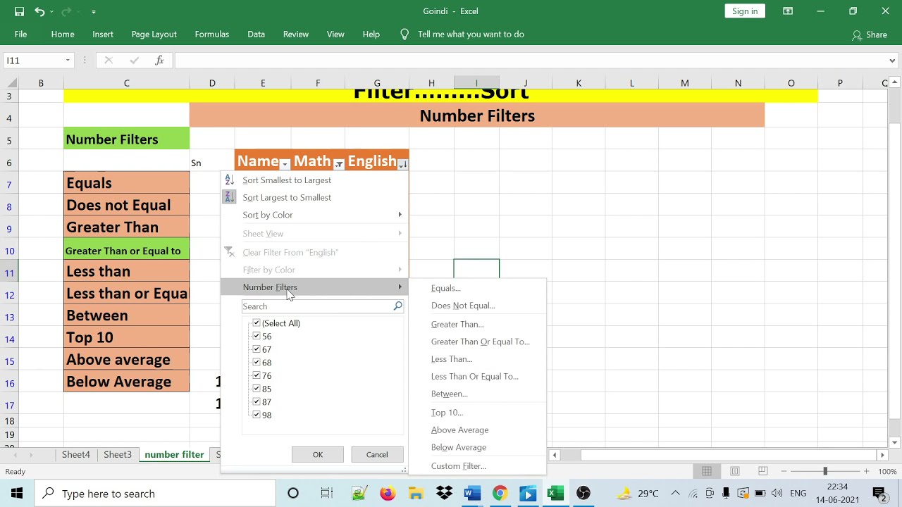 Number Filter In Excel sorting In Excel text Filter In Excel Part 8 YouTube Number Filter In Excel sorting In Excel text Filter In Excel Part 8 YouTube