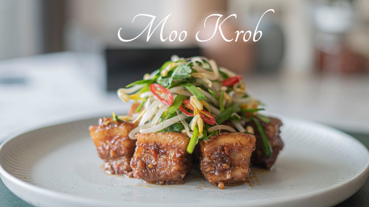 Sticky Pork Belly with Tamarind Sauce | Moo Krob Recipe | Tiara's Home ...
