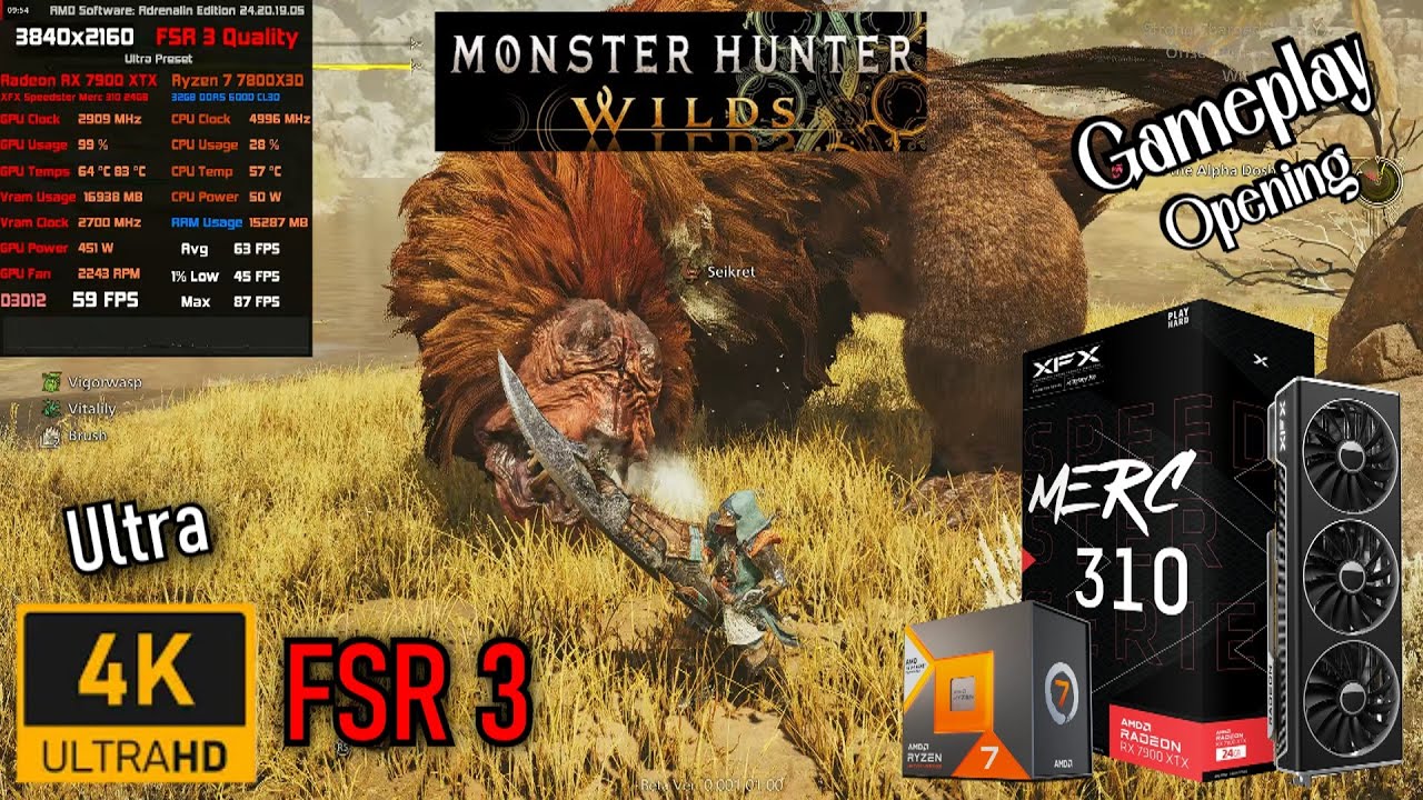 7900 XTX 🖥️ 7800X3D 🎮 Monster Hunter Wilds Beta @ 4K FSR 3 Quality ...