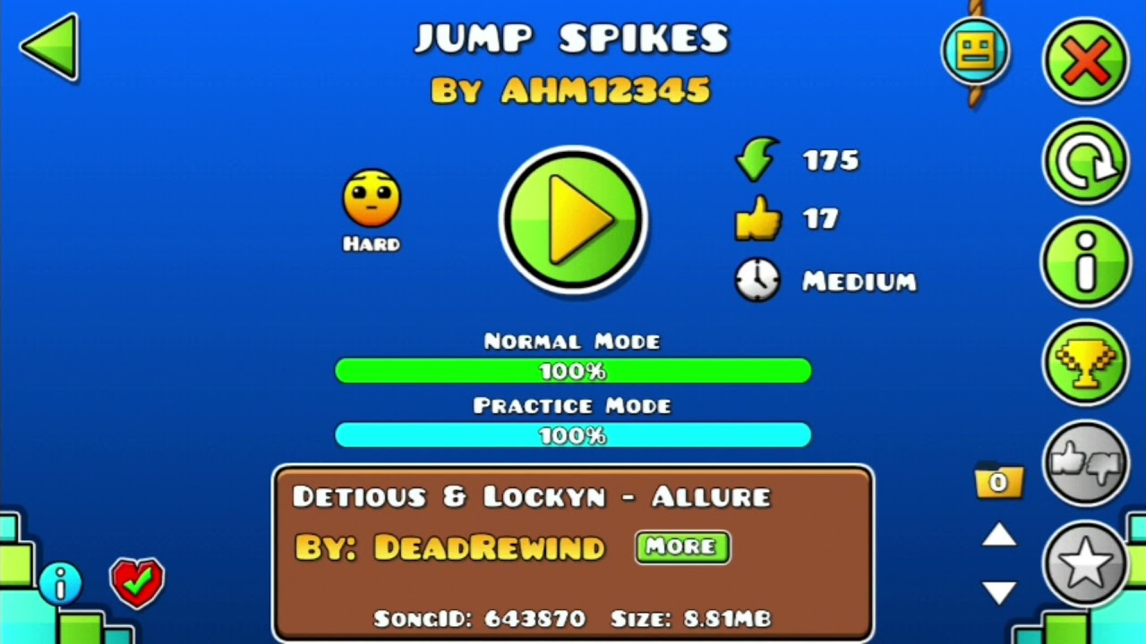 JUMP SPIKES (Hard) By ahm12345 | Geometry Dash - YouTube