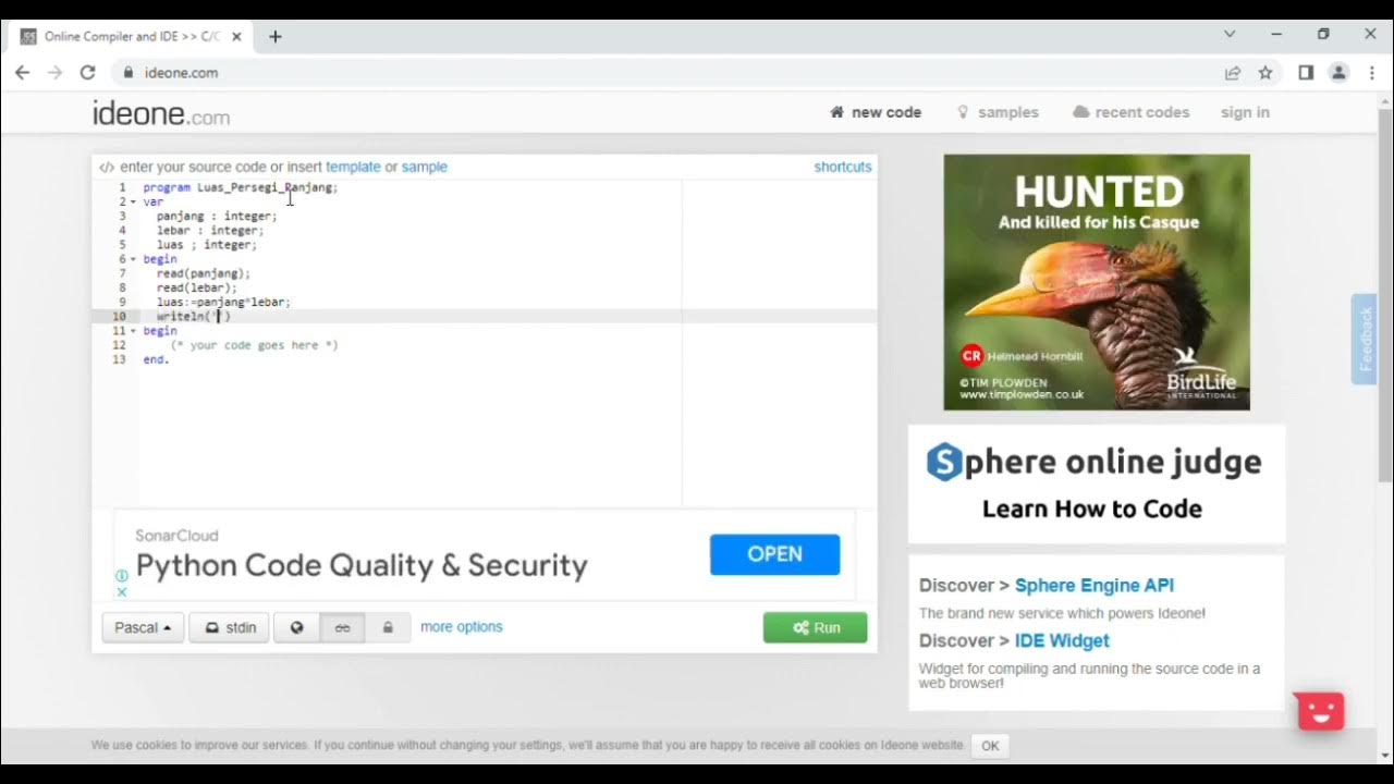 tugas projek tik "MEMBUAT PROGRAM MENGGUNAKAN IDEONE" - YouTube