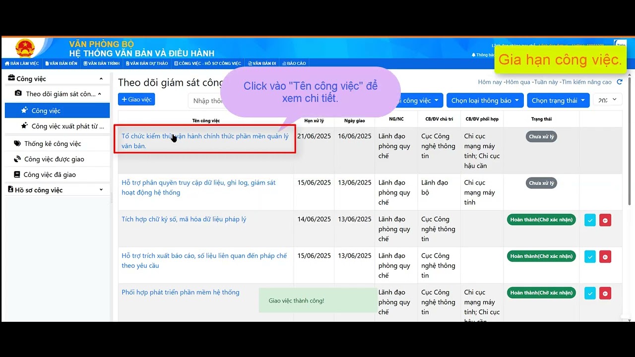 Hệ thống Quản lý văn bản và điều hành: Giao việc, theo dõi, giám sát ...