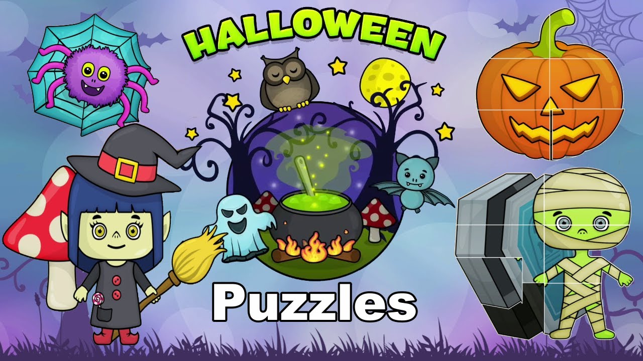 Kids Halloween Puzzles and Coloring Game - YouTube