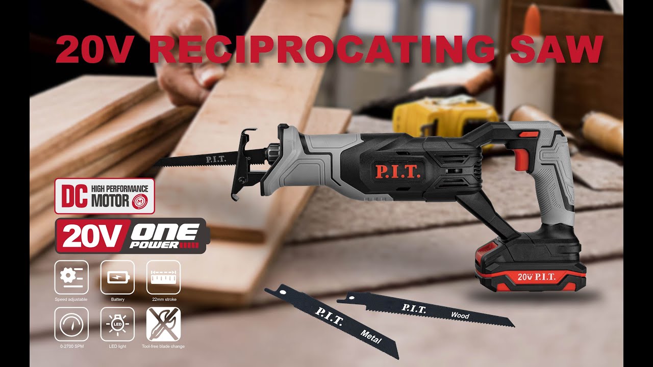 PIT 20V Compact Cordless Reciprocating Saw for DIY Home Workshop Wood ...