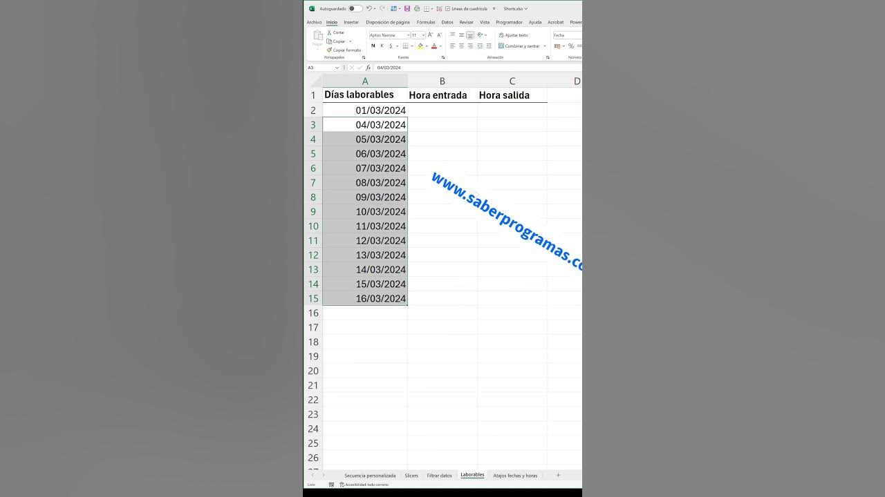 📆 Crea SERIES de DÍAS LABORABLES automáticamente en Excel #exceltips - YouTube