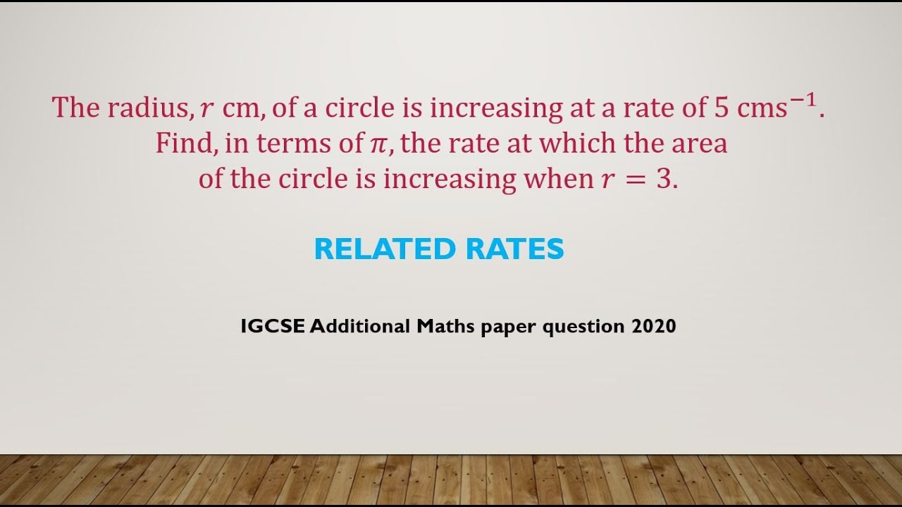 How to solve a simple related rates problem using the chain rule ...