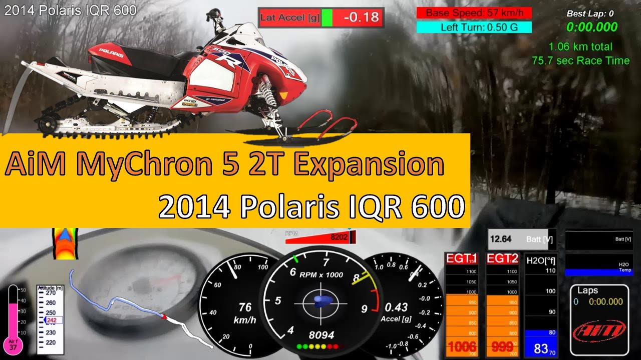 2014 Polaris IQR 600 Snocross Sled - AiM MyChron 5 2T (Run 2) - YouTube