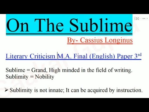 On The Sublime By Cassius Longinus || Literary Criticism M. A. Final ...