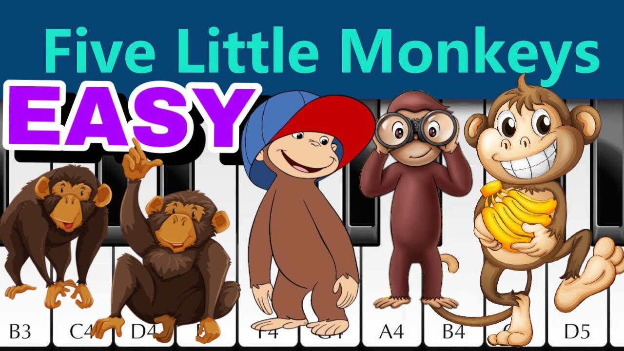 FIVE LITTLE MONKEYS | EASY PIANO TUTORIAL | CINCI MAIMUTELE SAREAU IN ...