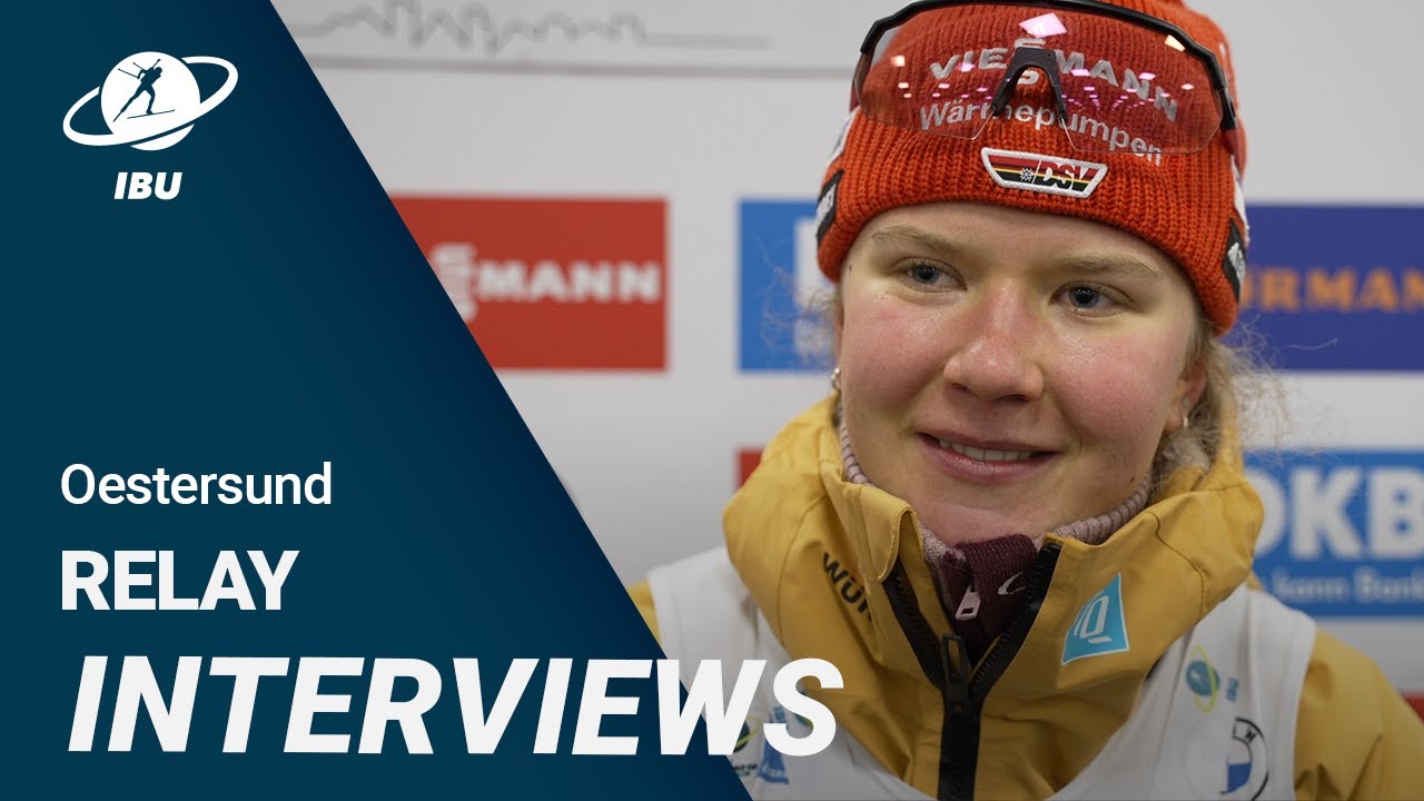 BMW IBU World Cup Biathlon Oestersund - Women relay interviews - YouTube