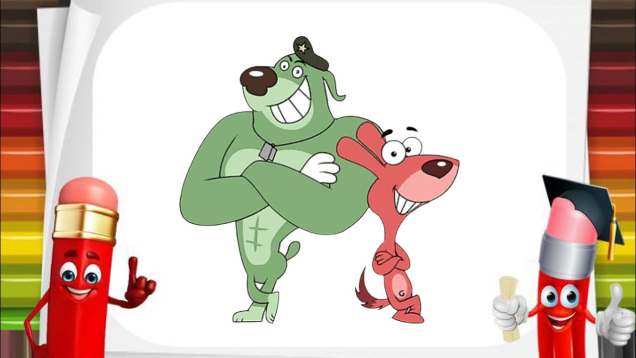 Colouring Doggy Don And Colonel || Easy Pakdam Pakdai Drawing For Kids ...