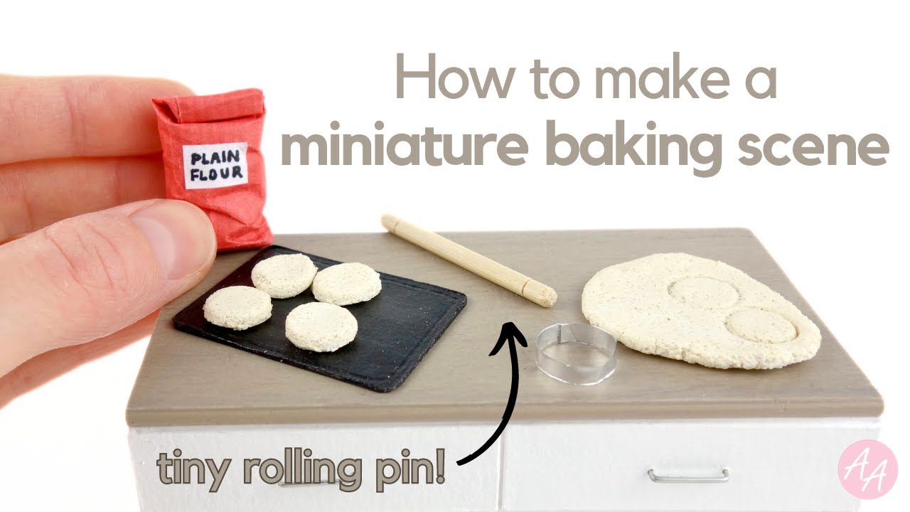 How to Make a Miniature Baking Scene | Cookies, Baking Tray, Flour ...