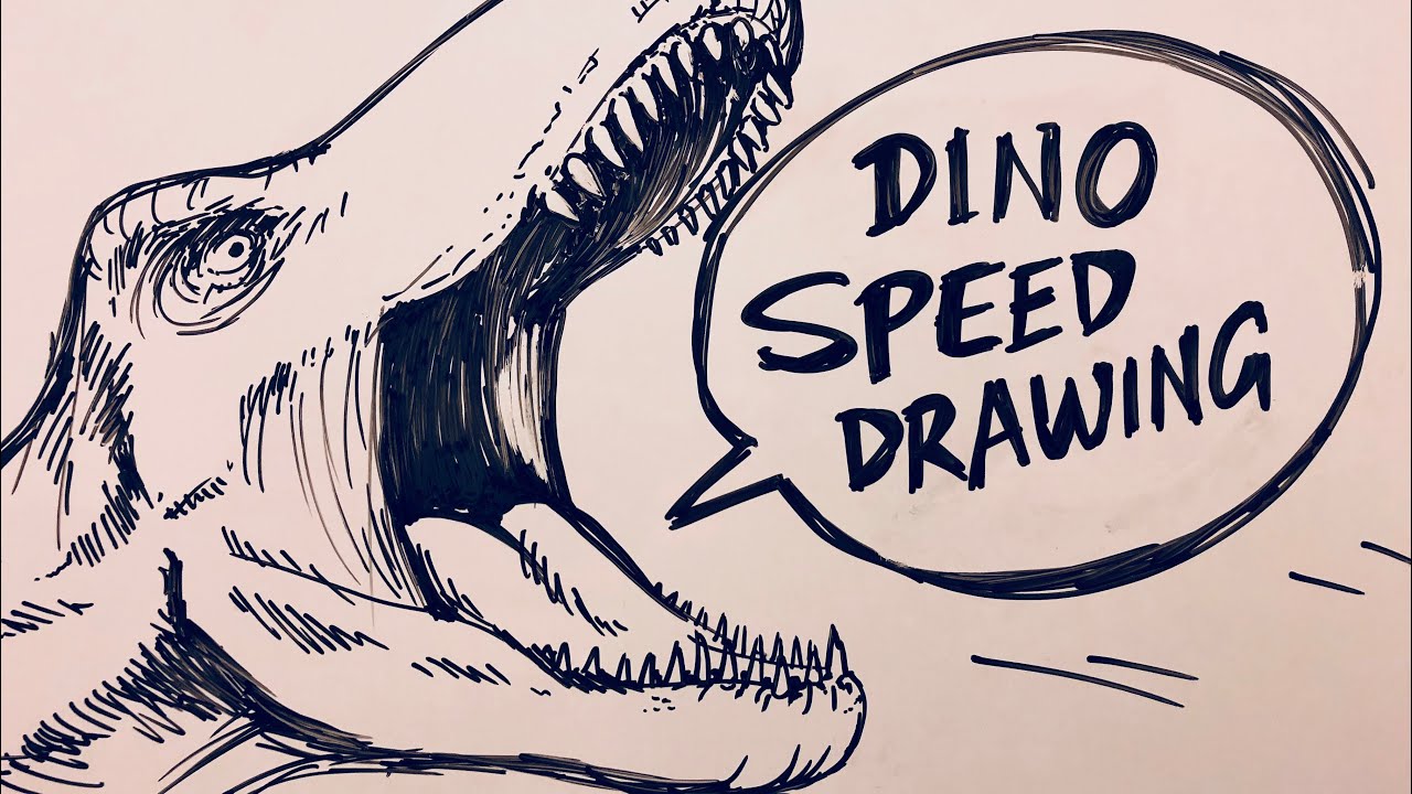 2 MINUTE DINOSAUR SPEED DRAWING (Whiteboard) - YouTube