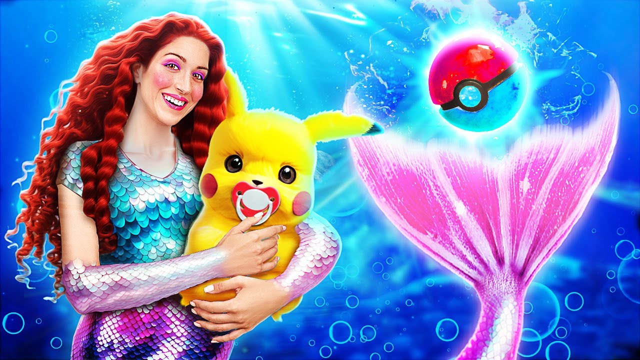💙 MERMAID VS POKEMON 💖 Adopted 🤩 Pokemon in In Real Life By Yay Time ...
