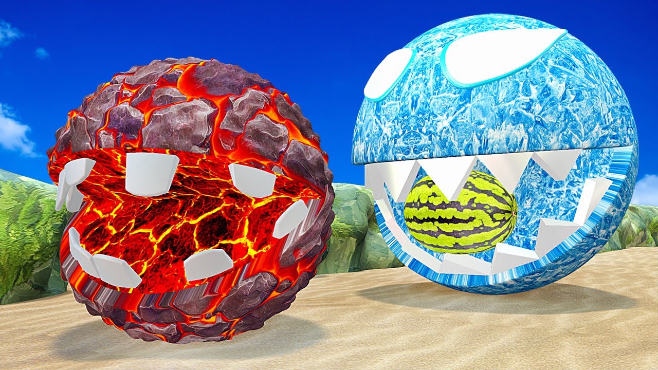ICE Pacman Vs Lava Monster pacman battel in Maze #icepacman #lavapacman ...