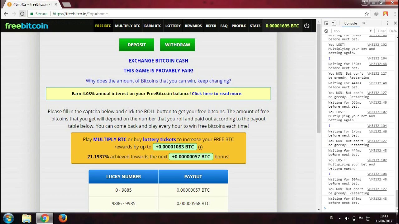 Script freebitcoin auto bet work2017 - YouTube