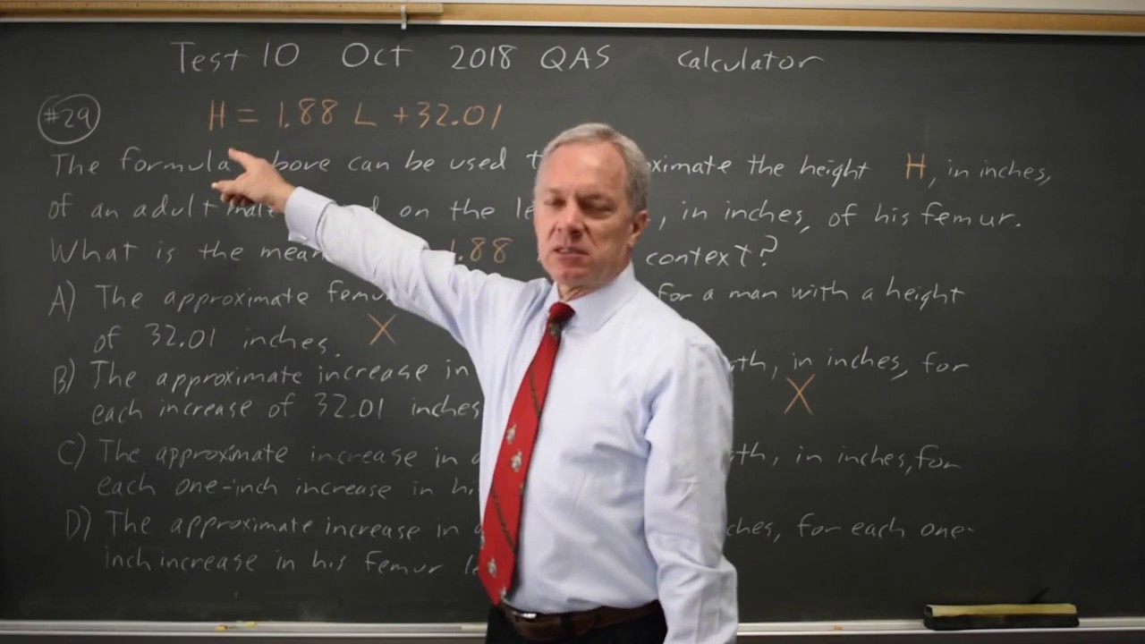 SAT Test 10: Slope and intercept - question #4-29 - YouTube