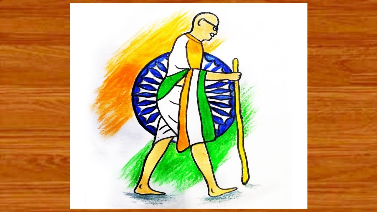 Gandhi Jayanti Drawing|How To Draw Mahatma Gandhi Step By Step|Gandhiji ...