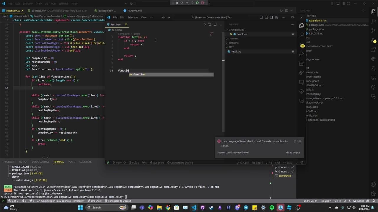 Roblox LuaU Cognitive Complexity (VSCode) - YouTube