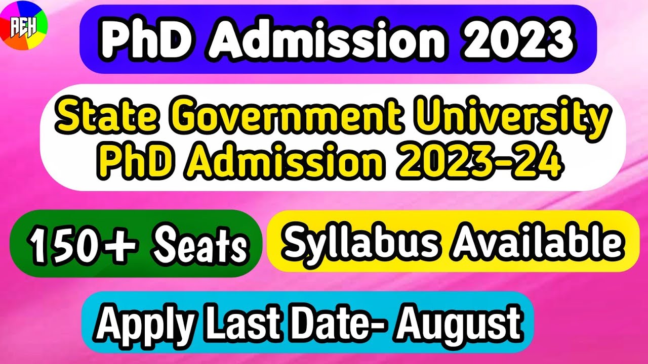 State Government University PhD Admission 2023 | Ongoing PhD Admission ...