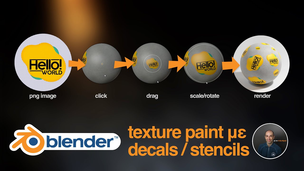 Texture Painting με stencils/decals (αρχεία εικόνας) στο Blender - YouTube