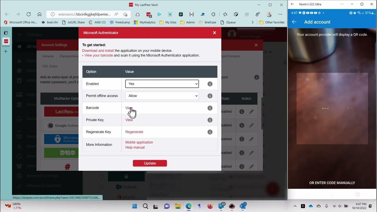 Setting up an authenticator with LastPass - YouTube