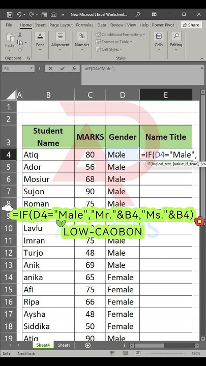 Excel Tricks: Adding ‘Mr.’ or ‘Ms.’ to Names with the IF Function #exceltech #exceltips # ...
